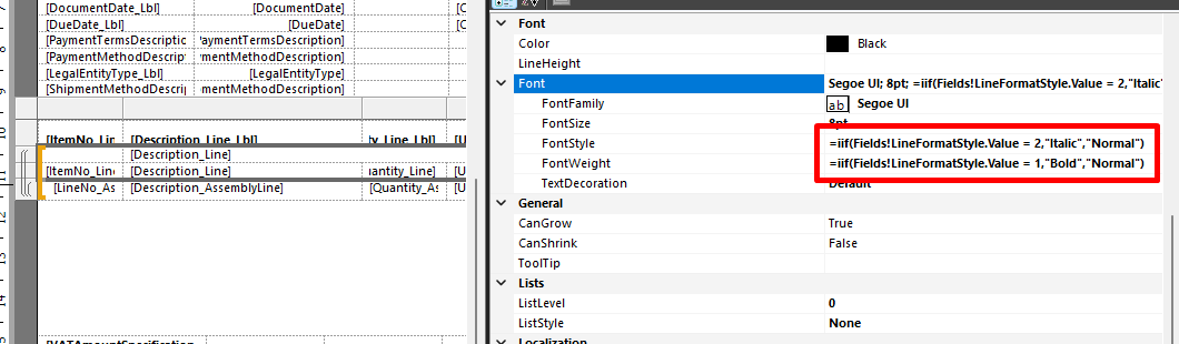 Dynamics 365 Business Central: Conditional Formatting in Word Layout ...